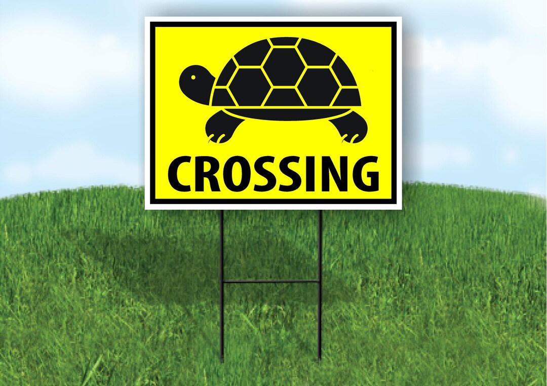 Turtle Crossing Xing Yellow Yard Sign - Etsy
