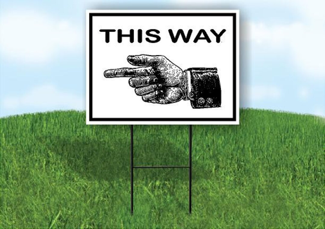 This Way Left Hand Arrow Black Yard Sign Road Sign With Stand - Etsy