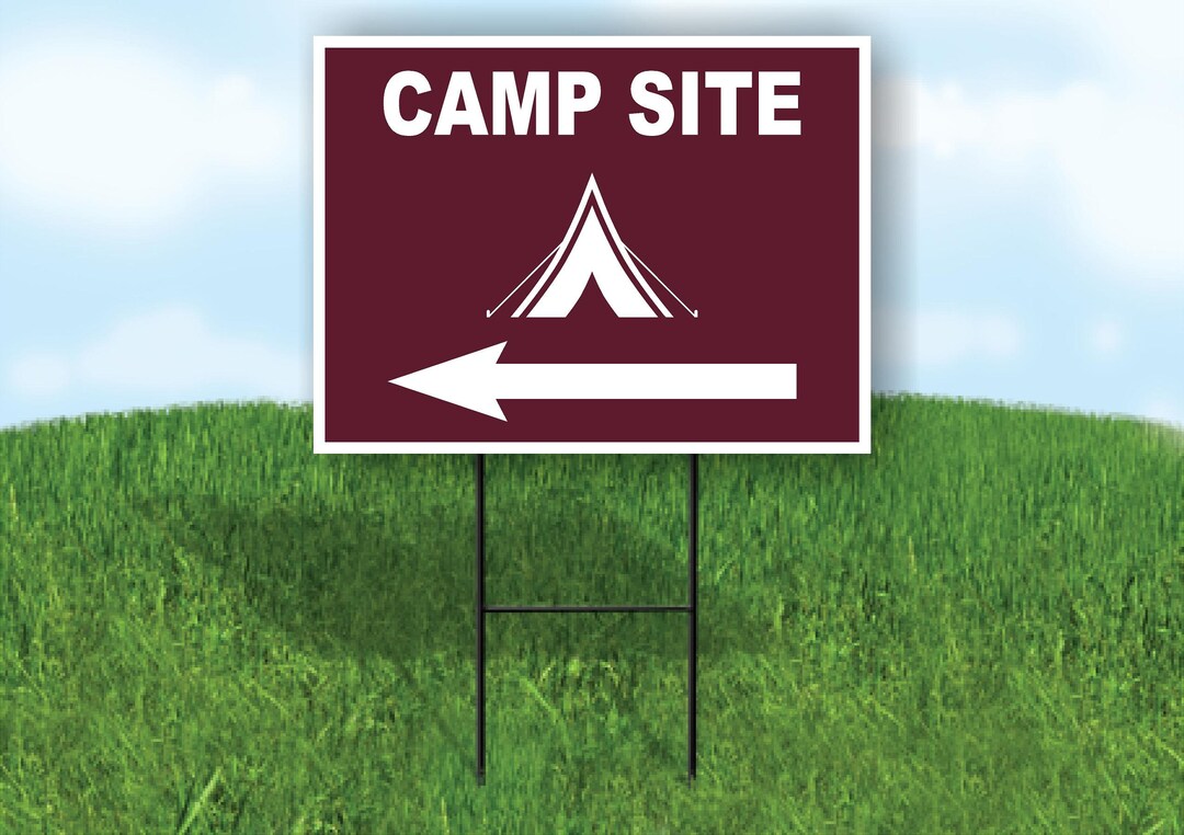 Camp Site Left Arrow Brown Single Sided Yard Sign Road Sign With Stand ...