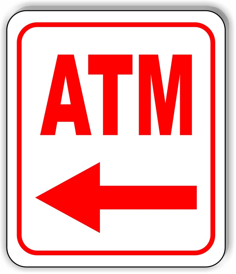 ATM Left Arrow RED Aluminum Composite Outdoor Sign - Etsy