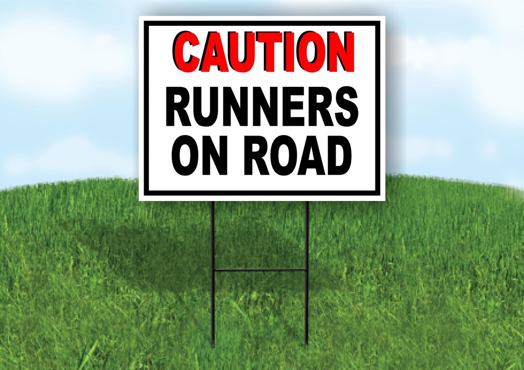 Caution Runners on Road Black White Yard Sign Road Sign With Stand - Etsy