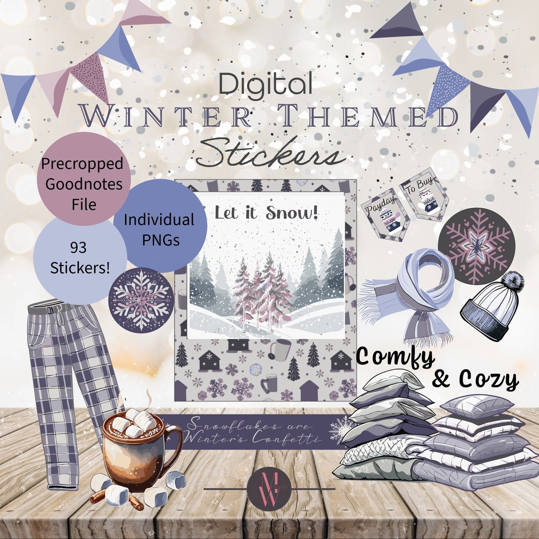 Digital Pre-cropped Winter Sticker Kit, PNG, Goodnotes, 90 Stickers - Etsy