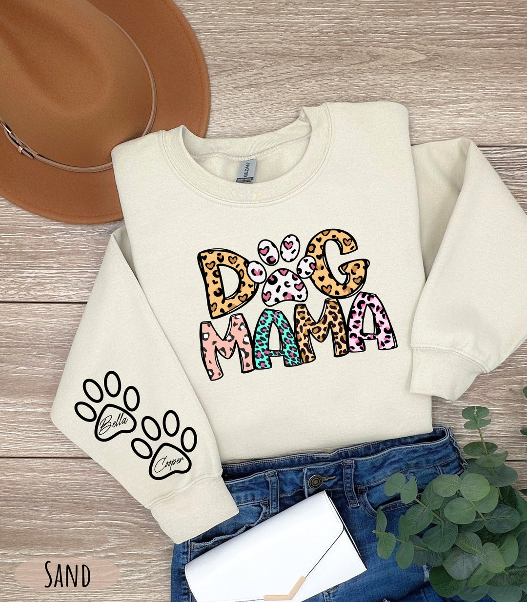 Personalized Dog Mom Sweatshirt and Pet Name on the Sleeve, Dog Mom ...