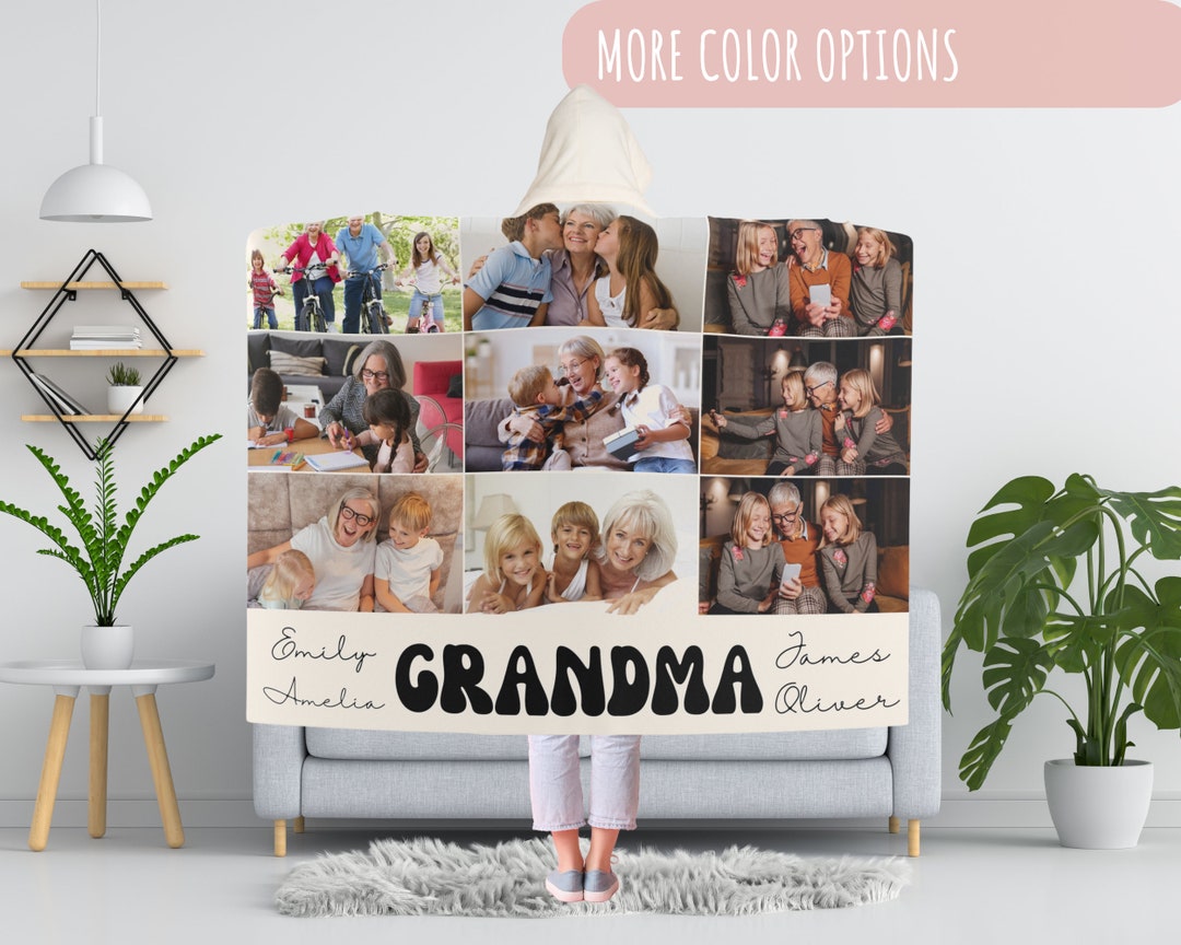 Personalized Photo Blanket Gradma Blanket Gift Custom Photo Grandma ...