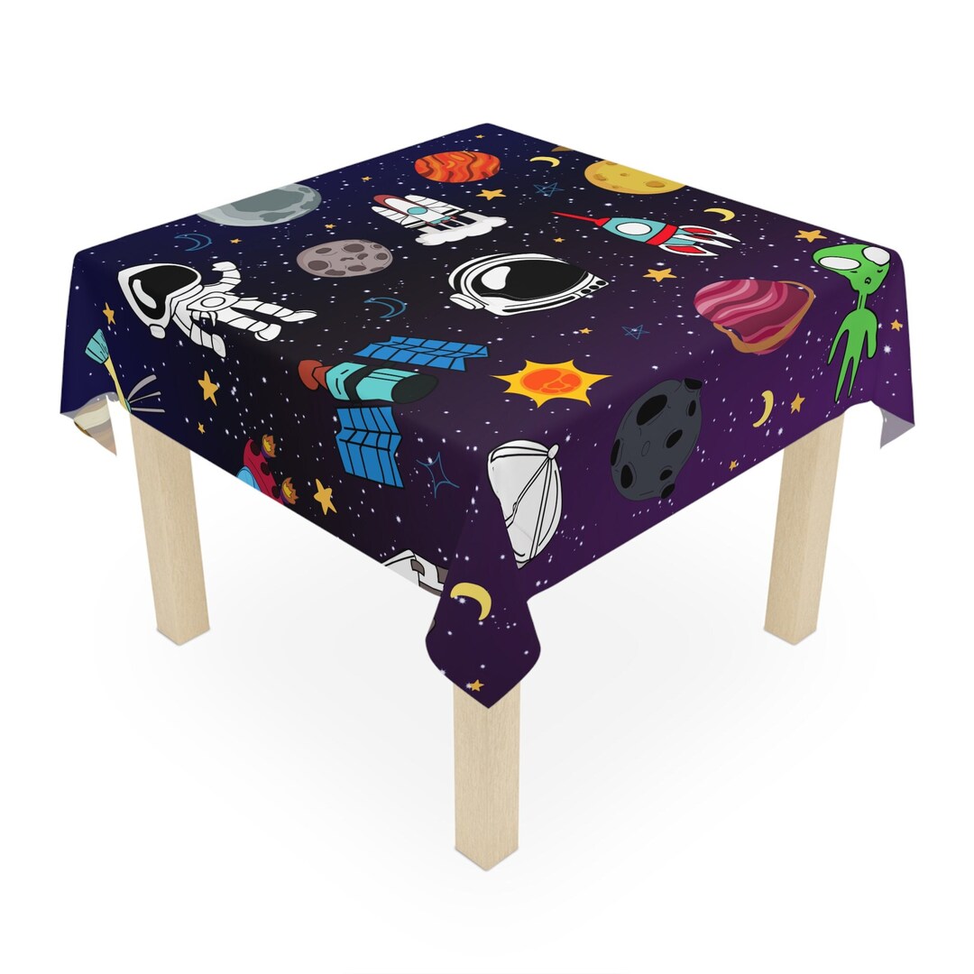 Space-themed Birthday Tablecloth, Galactic Design With Planets Stars ...