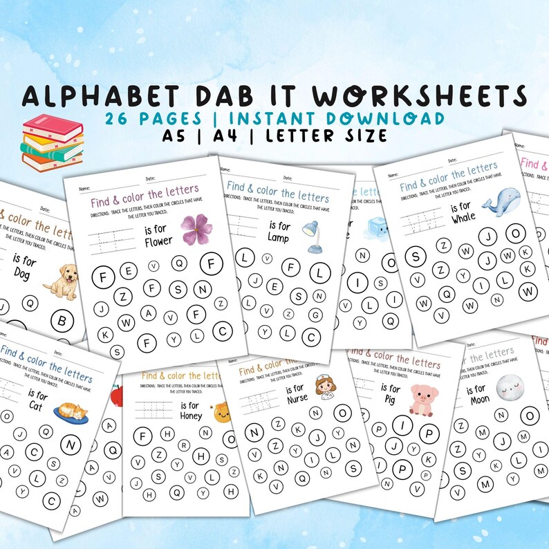 Alphabet Dab It Worksheets | Find & Color Letters A–Z | Preschool ...
