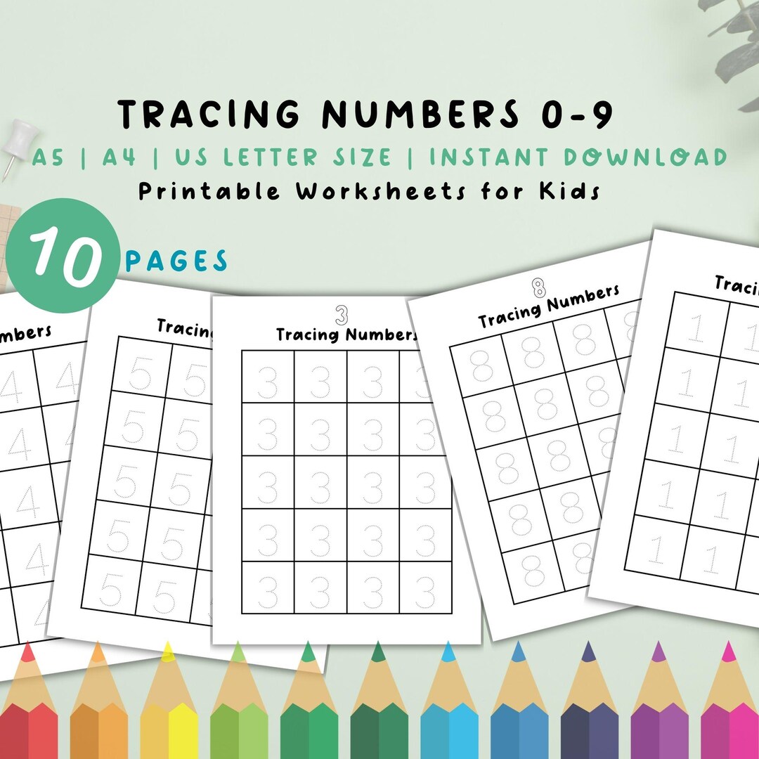 Tracing Numbers 0–9 Worksheets | Preschool Number Tracing Printable ...