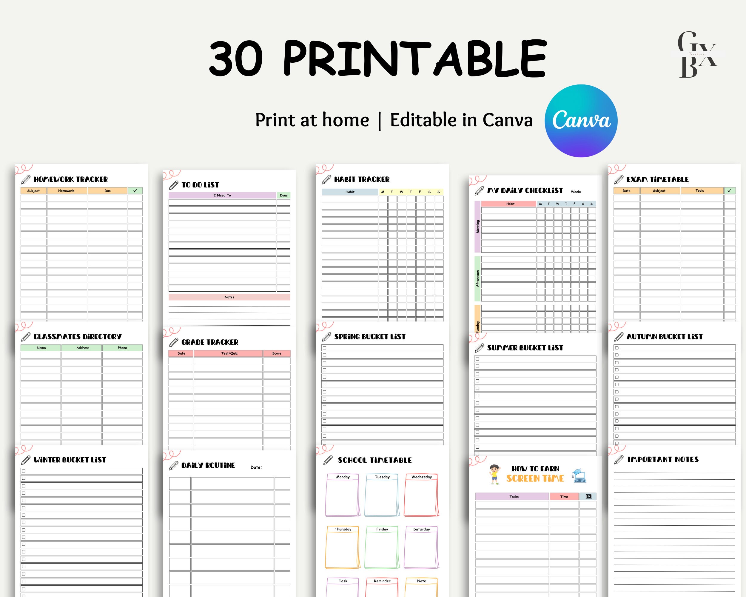 Kids Homeschool Planner Instant Download Editable and Printable ...