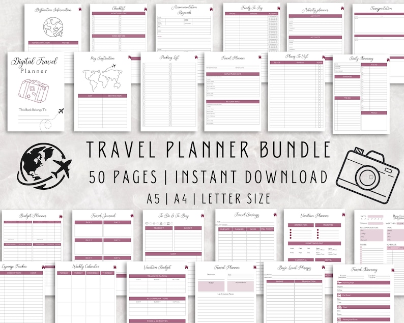 Ultimate Digital TRAVEL PLANNER Printable Hyperlinked Trip Planner ...