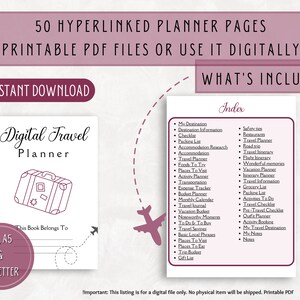 Ultimate Digital TRAVEL PLANNER Printable Hyperlinked Trip Planner ...