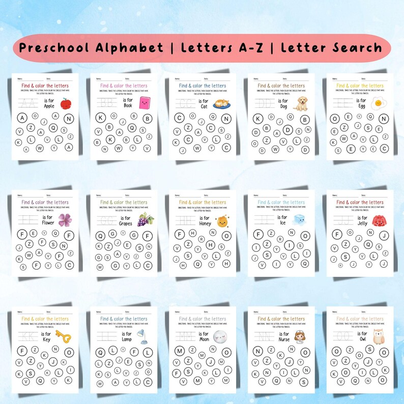 Alphabet Dab It Worksheets | Find & Color Letters A–Z | Preschool ...