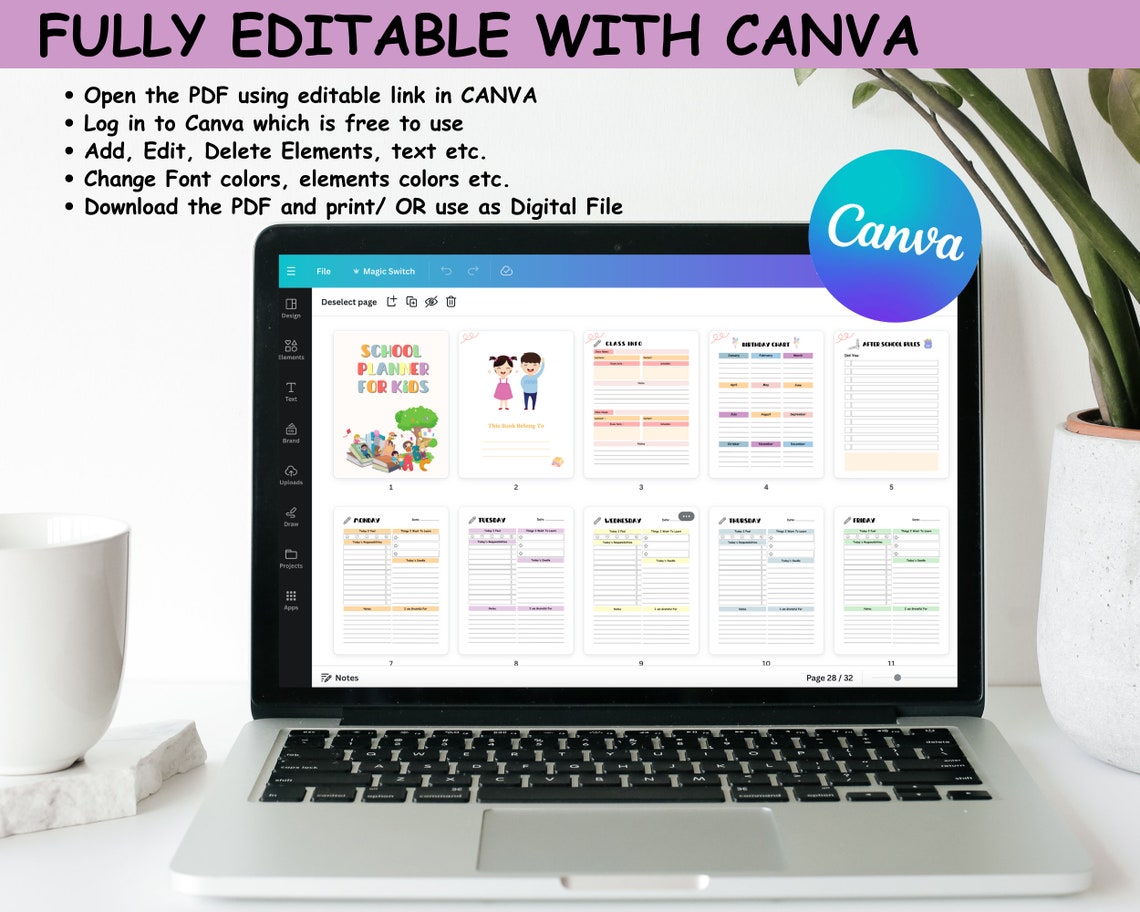 Kids Homeschool Planner Instant Download Editable and Printable ...