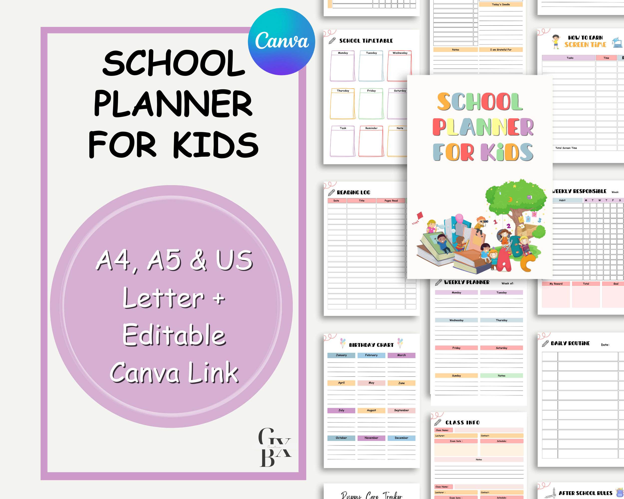 Kids Homeschool Planner Instant Download Editable and Printable ...