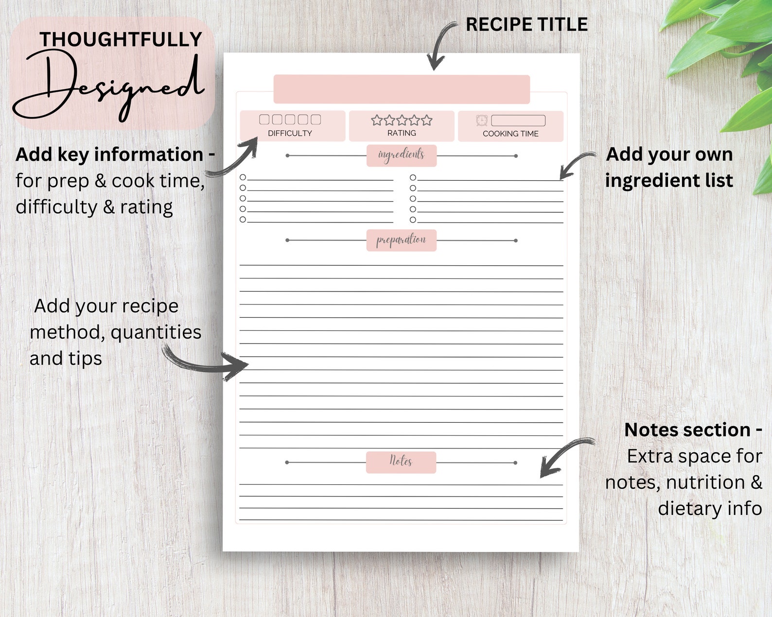 Printable RECIPE BOOK Template in 3 Color Variants Instant Download ...