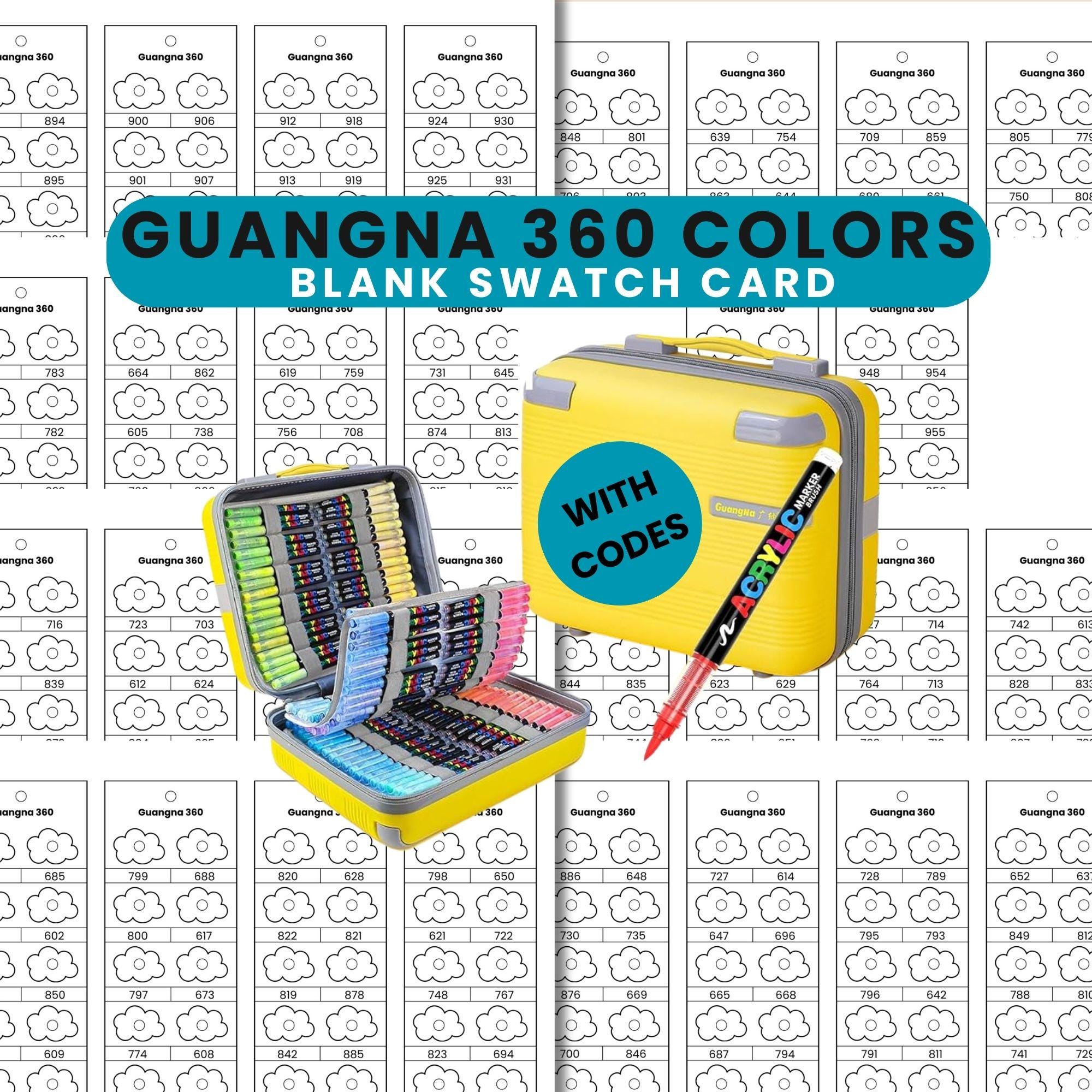 Guangna 360 Color Swatch Card Printable PDF, Acrylic Marker Nuancier ...