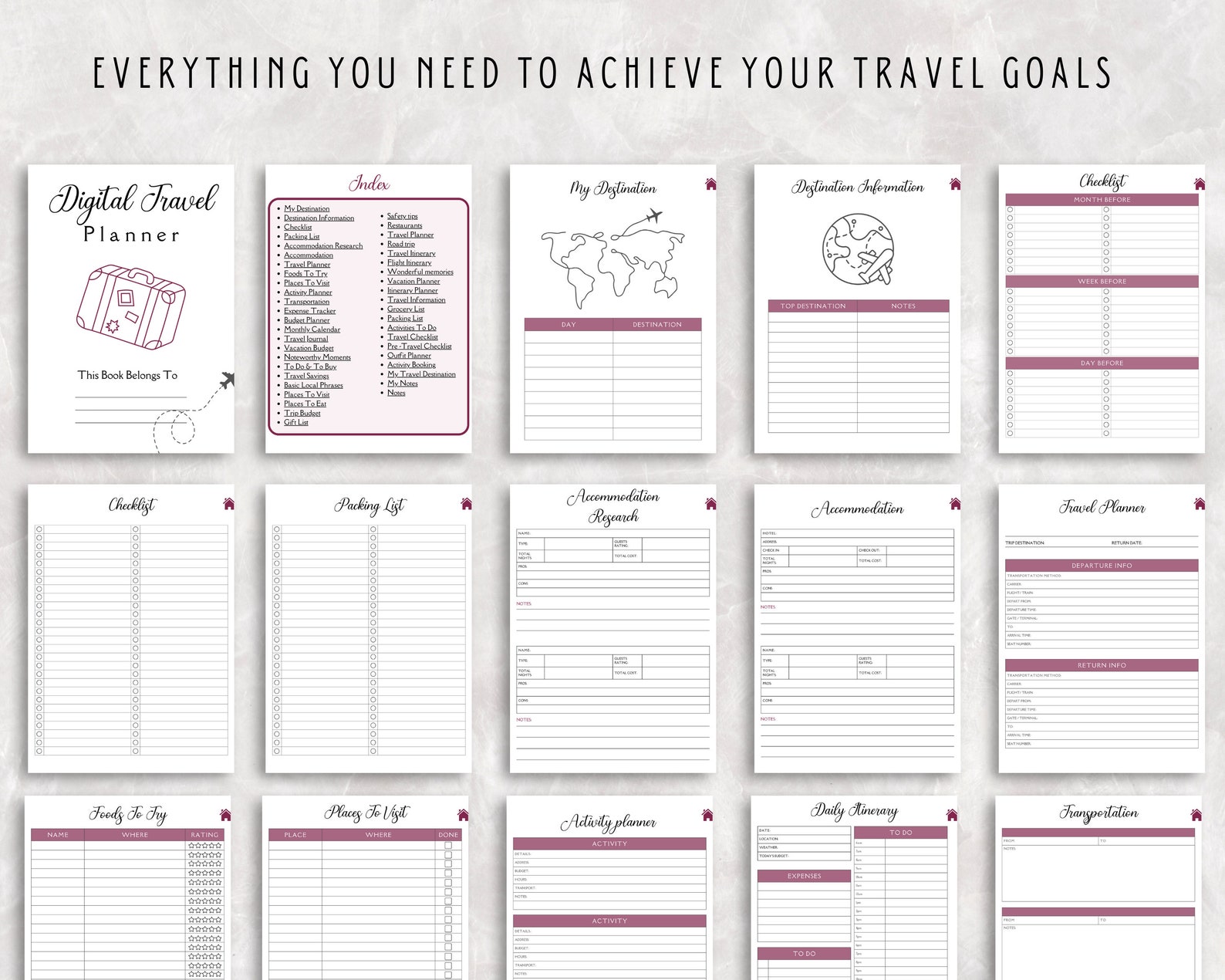 Ultimate Digital TRAVEL PLANNER Printable Hyperlinked Trip Planner ...
