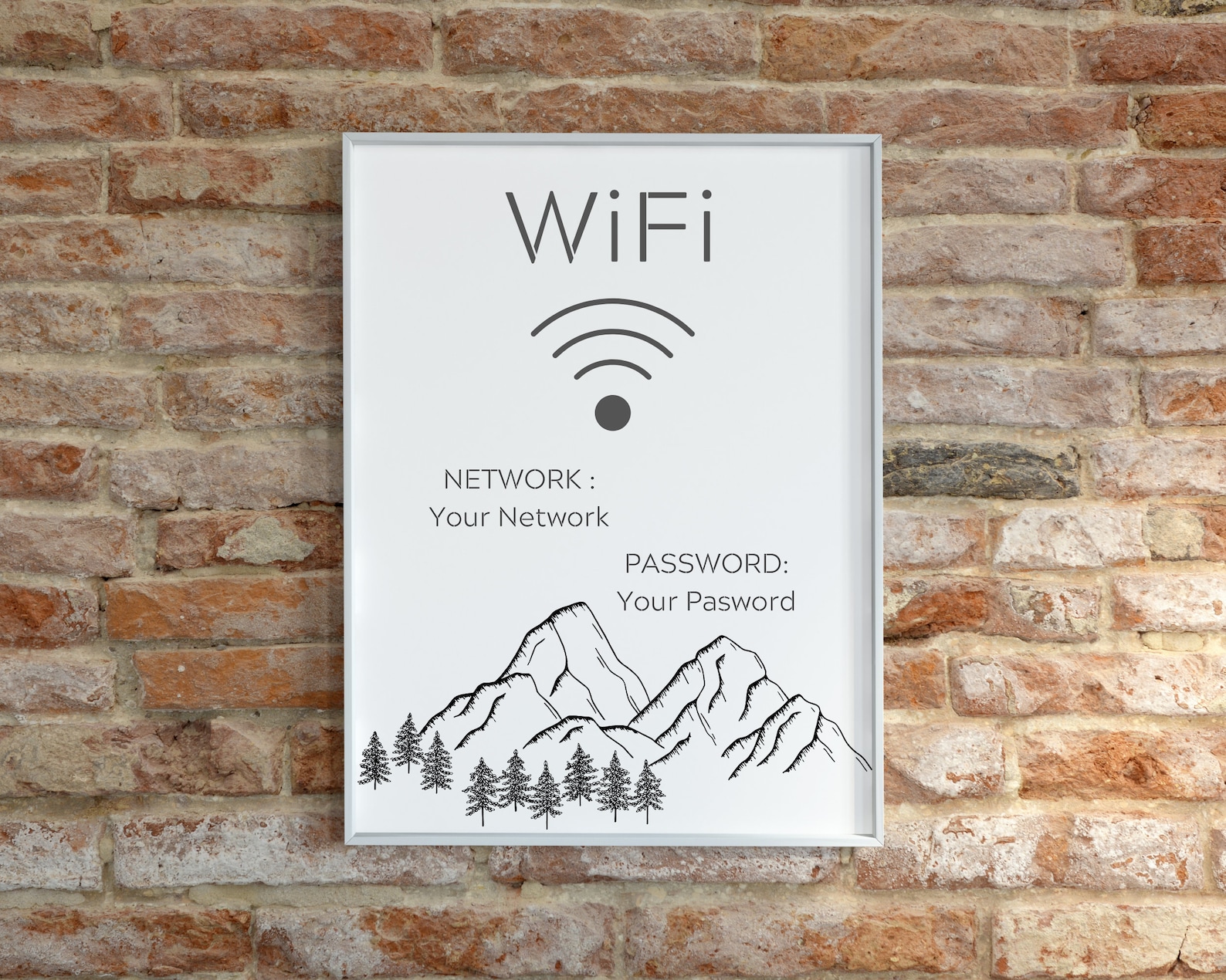 Mountain WIFI PASSWORD SIGNS Template Canva Editable Digital Download Airbnb Wifi Sign - Etsy