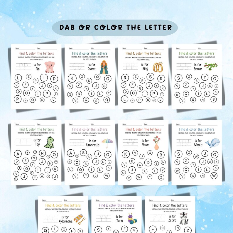 Alphabet Dab It Worksheets | Find & Color Letters A–Z | Preschool ...