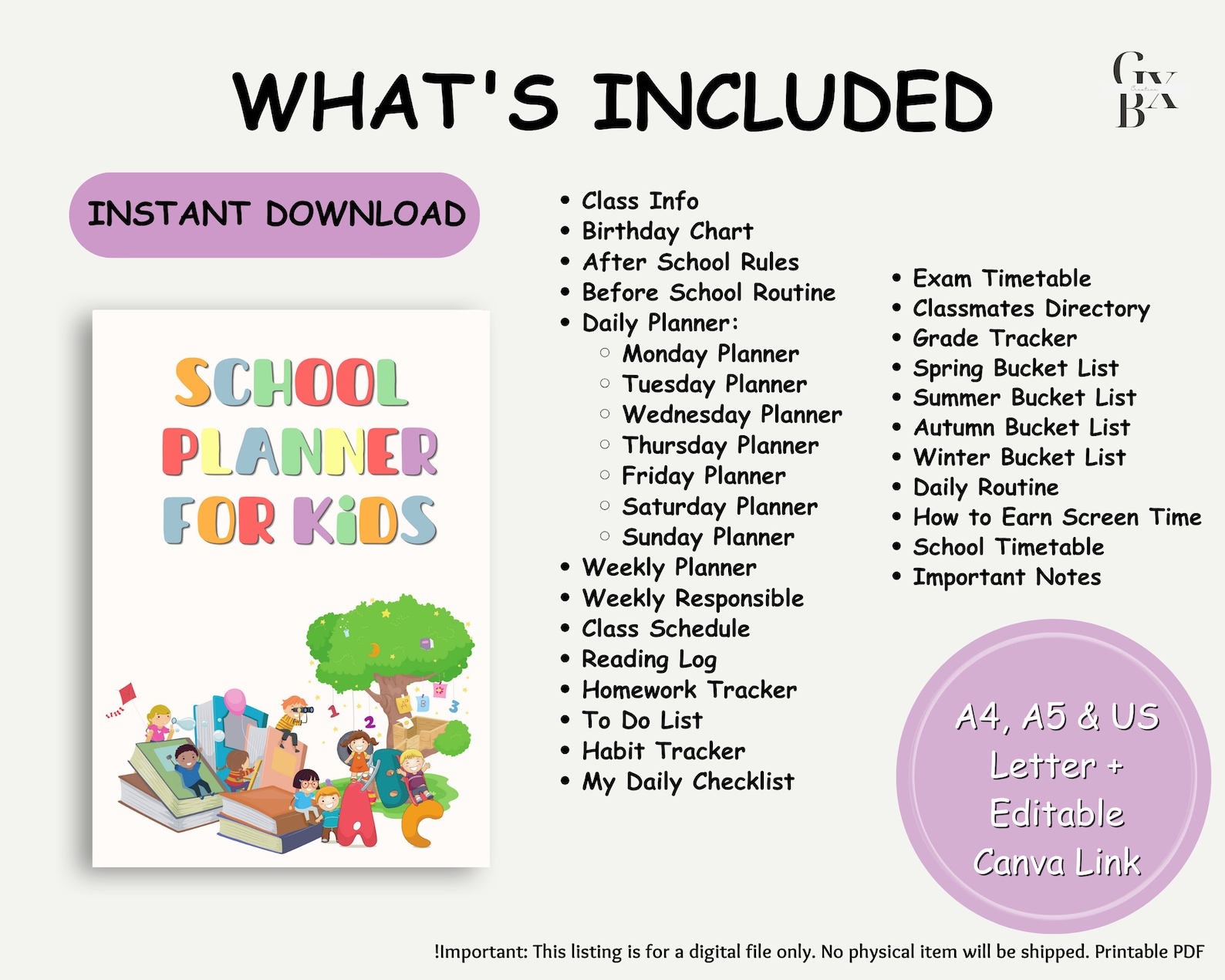 Kids Homeschool Planner Instant Download Editable and Printable ...