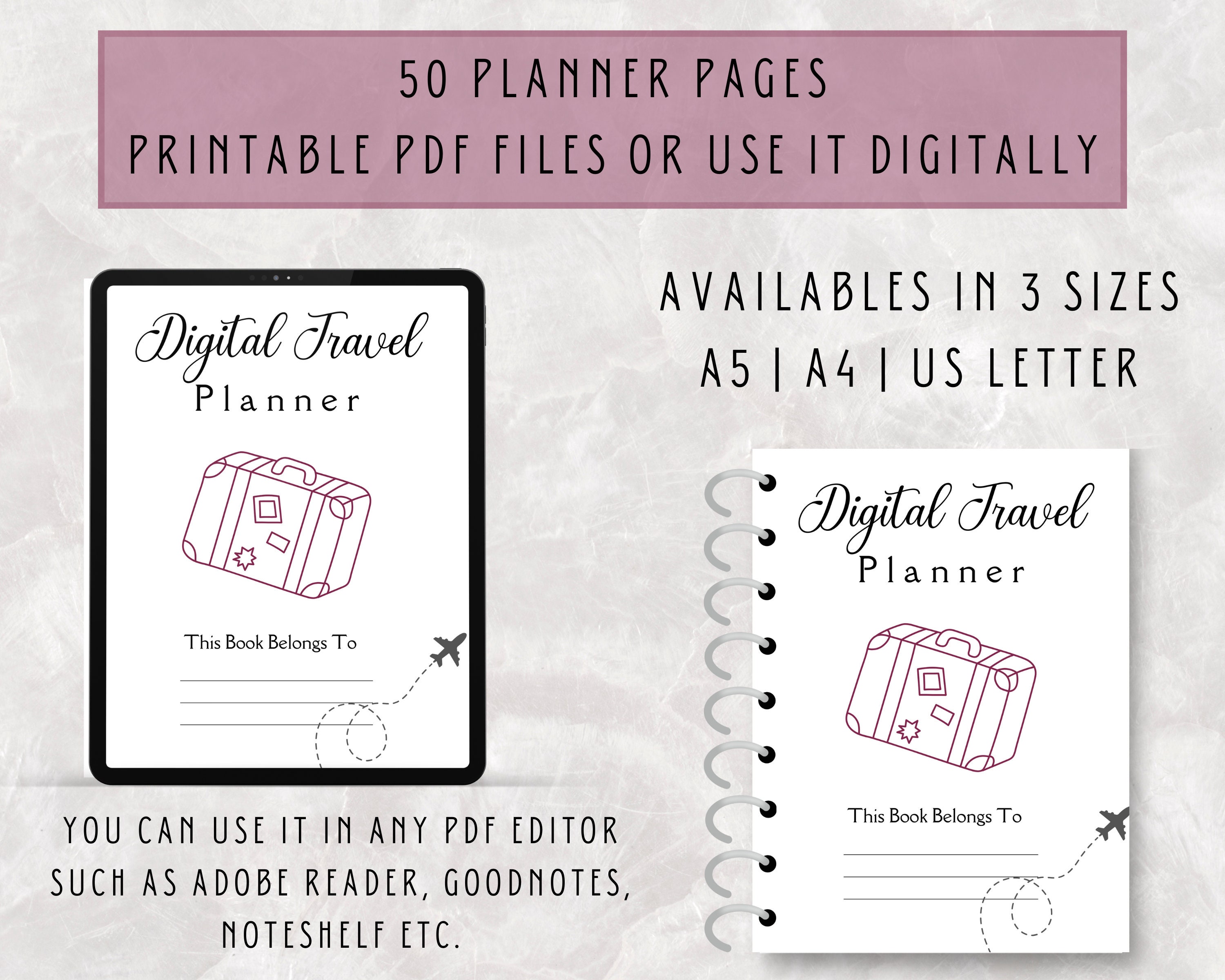 Ultimate Digital TRAVEL PLANNER Printable Hyperlinked Trip Planner ...