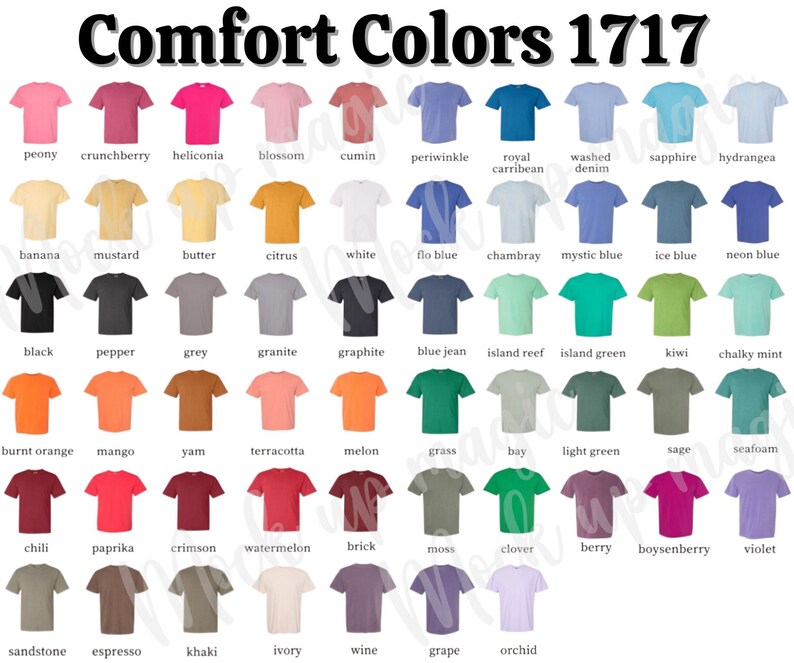 Color Palette comfort Colors 1717 Color Chartlight Dark - Etsy