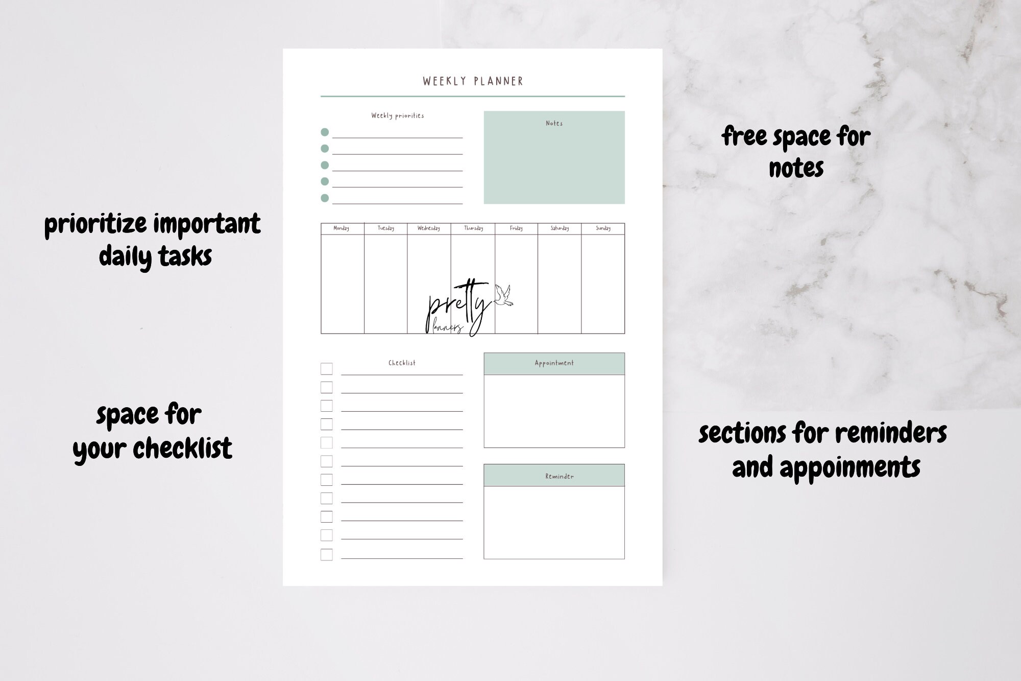 Printable Weekly Planner, Printable Weekly Planner Page, Printable ...
