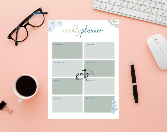 Printable Weekly Planner Sheet, Printable Weekly Schedule, Weekly ...