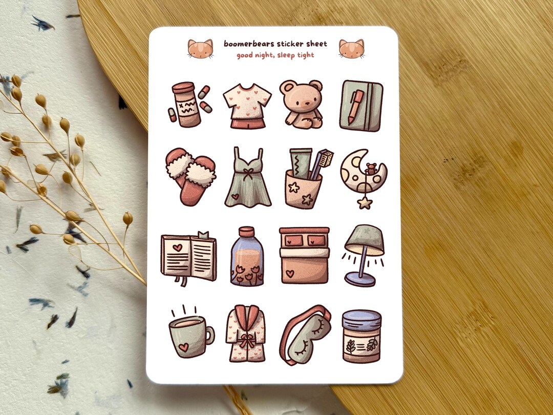 Good Night, Sleep Tight | Cottagecore Aesthetic Sticker Sheet | Cozy ...