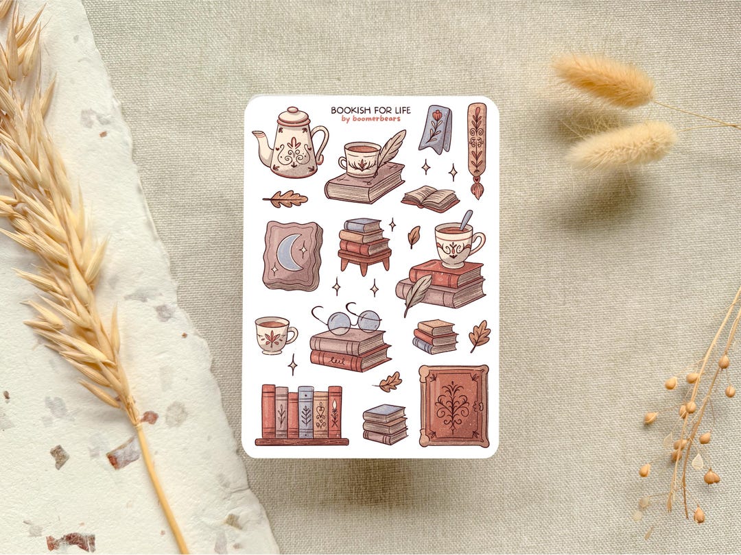 Bookish Decals, Cozy Sticker Sheet: Introvert Book Lover Gift - Etsy