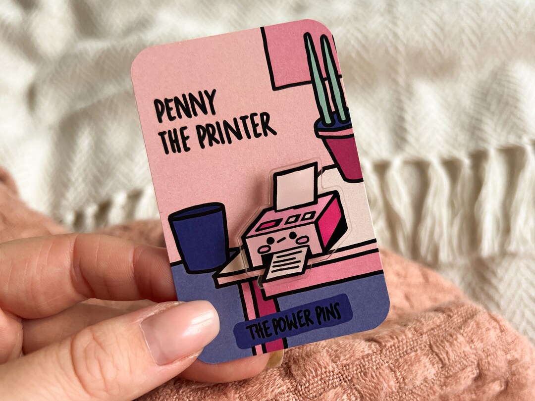 Vibrant Acrylic Printer Pin: Workplace Cuties Featuring Office Themed ...