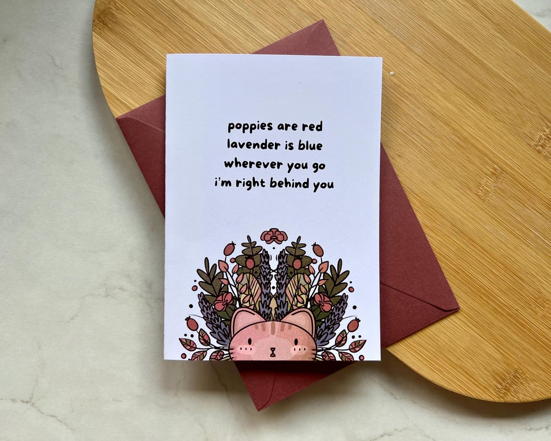 Cute Cat Greeting Card | Cottagecore Aesthetic With a Fun Poem for Pet ...