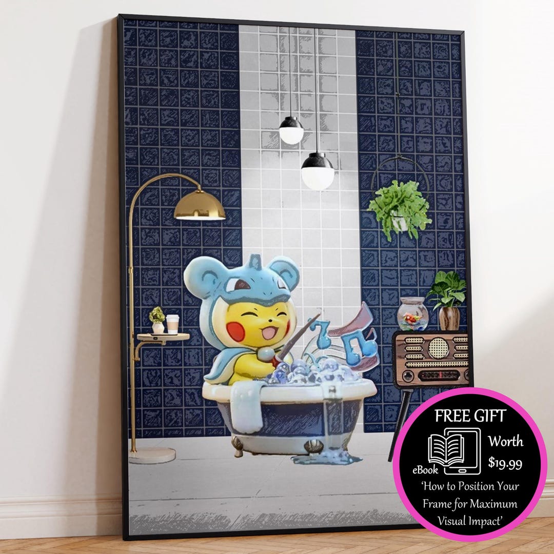 Pikachu Lapras Art Print Bathroom Decor Pikachu Pokemon Wall Decor ...