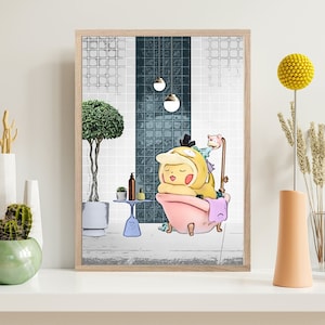 Pikachu Bathtub Pokemon Art Print Bathroom Decor Pikachu Pokemon Wall ...