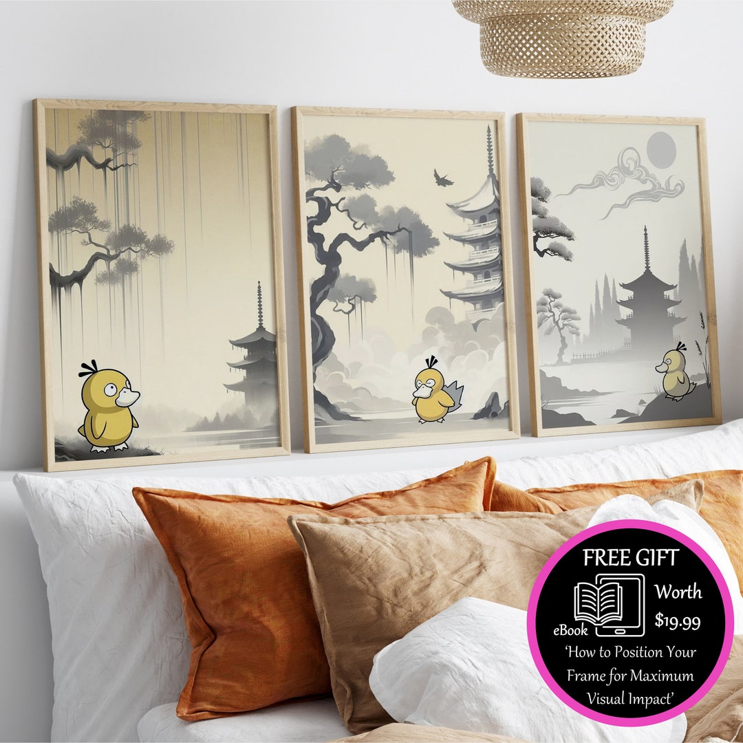 Psyduck Art Print Oriental Decor Psyduck Pokemon Wall Decor Pokemon ...