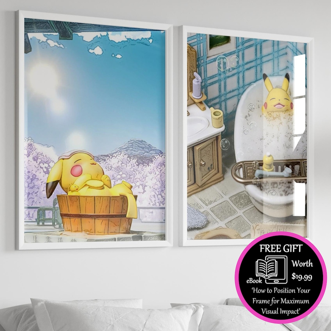 Pokemon Art Print Bathroom Decor Pikachu Pokemon Wall Decor Pokemon ...