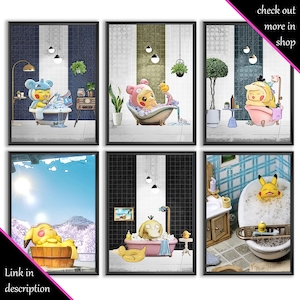 Pikachu Bathtub Pokemon Art Print Bathroom Decor Pikachu Pokemon Wall ...