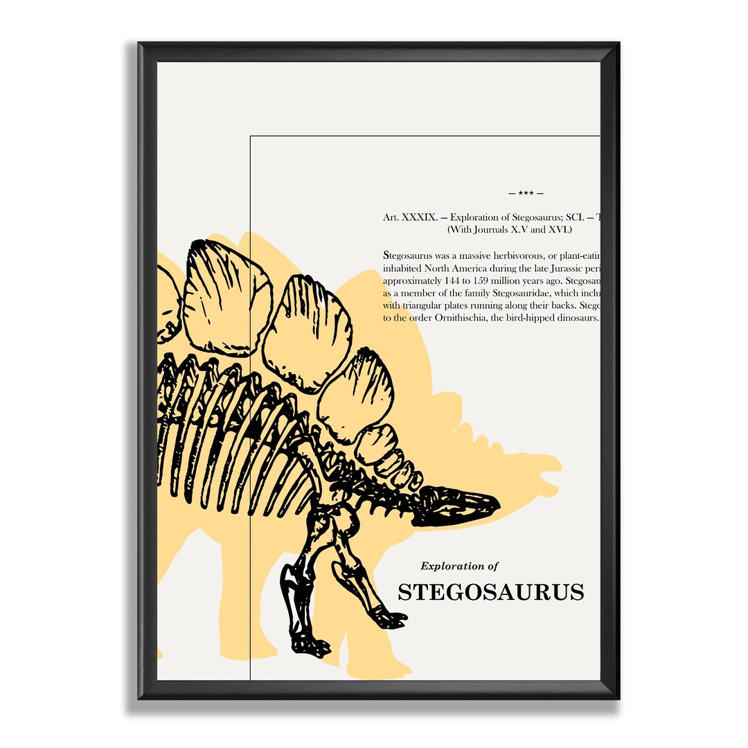 Stegosaurus Print Dinosaur Wall Art Stegosaurus Decal - Etsy