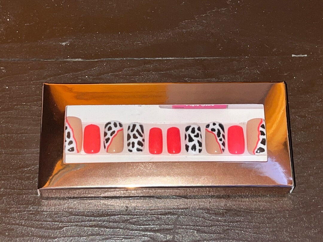 Pink Cowprint Punchy-western Boho Press on Nails Square Press on Nails ...