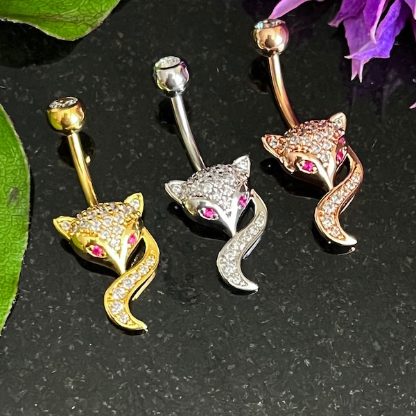 Fox Belly Button Ring - Etsy