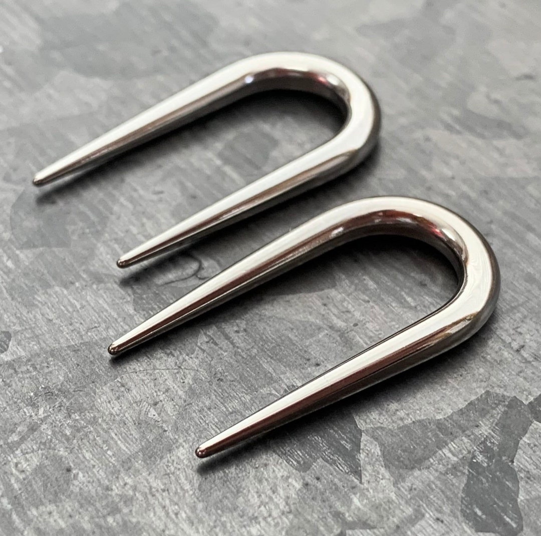 PAIR of Unique Surgical Steel U-shaped Tapers Plugs - Gauges 14g (1.6mm ...
