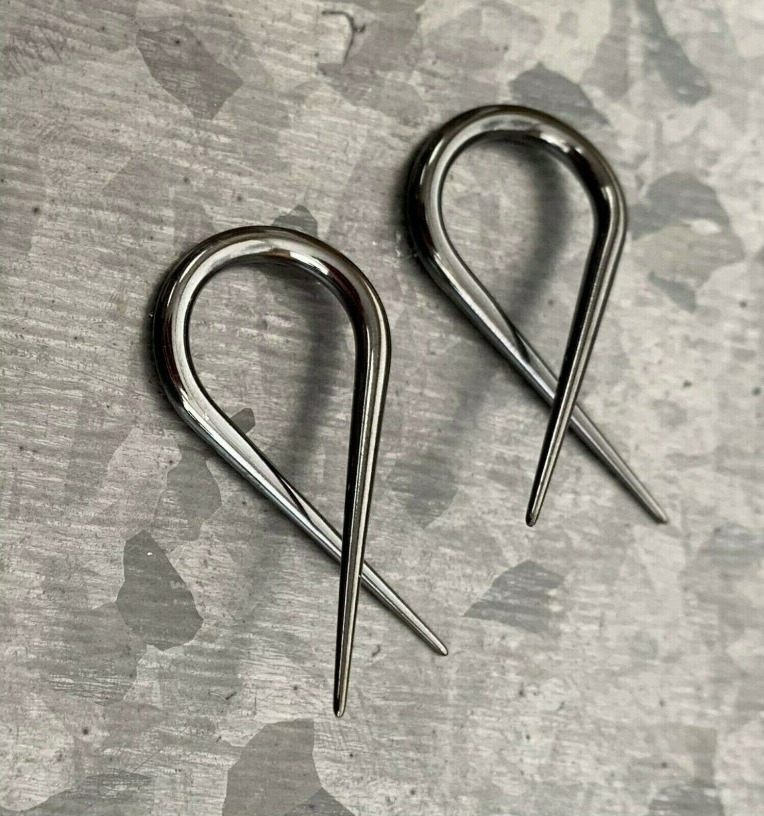 PAIR of Unique Surgical Steel Twisted Tapers in Silver, Black and ...