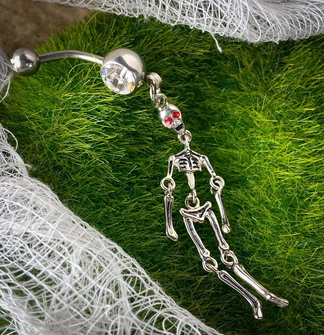 Skeleton Dangle Belly Ring Navel Piercing Pierced Naval - Etsy
