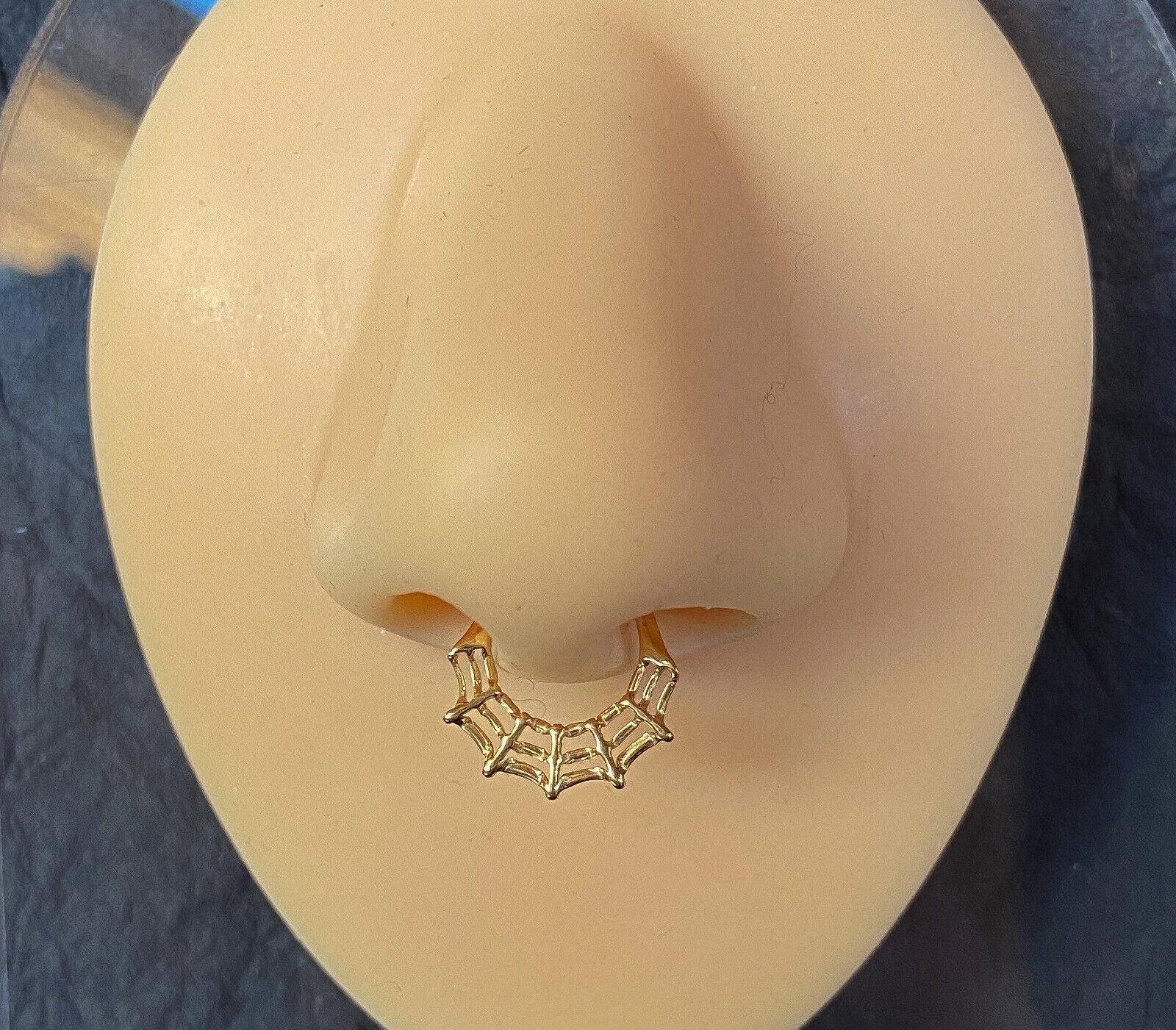 1pc Solid Titanium Spiderweb Design Hinged Segment Ring Hoop Septum Spider Web - Etsy