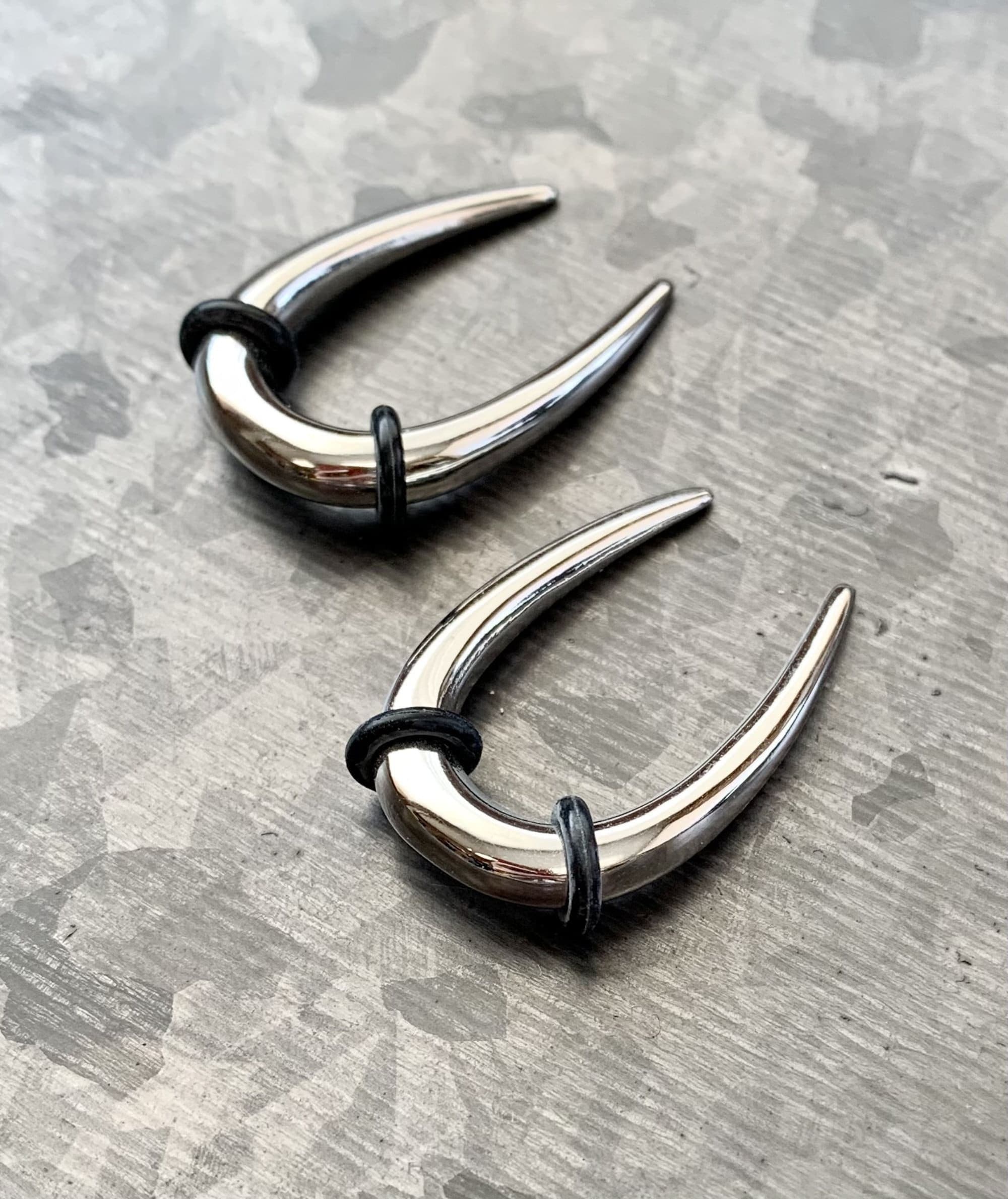 PAIR of Stunning 316L Surgical Steel Buffalo Hanging Tapers Expanders ...