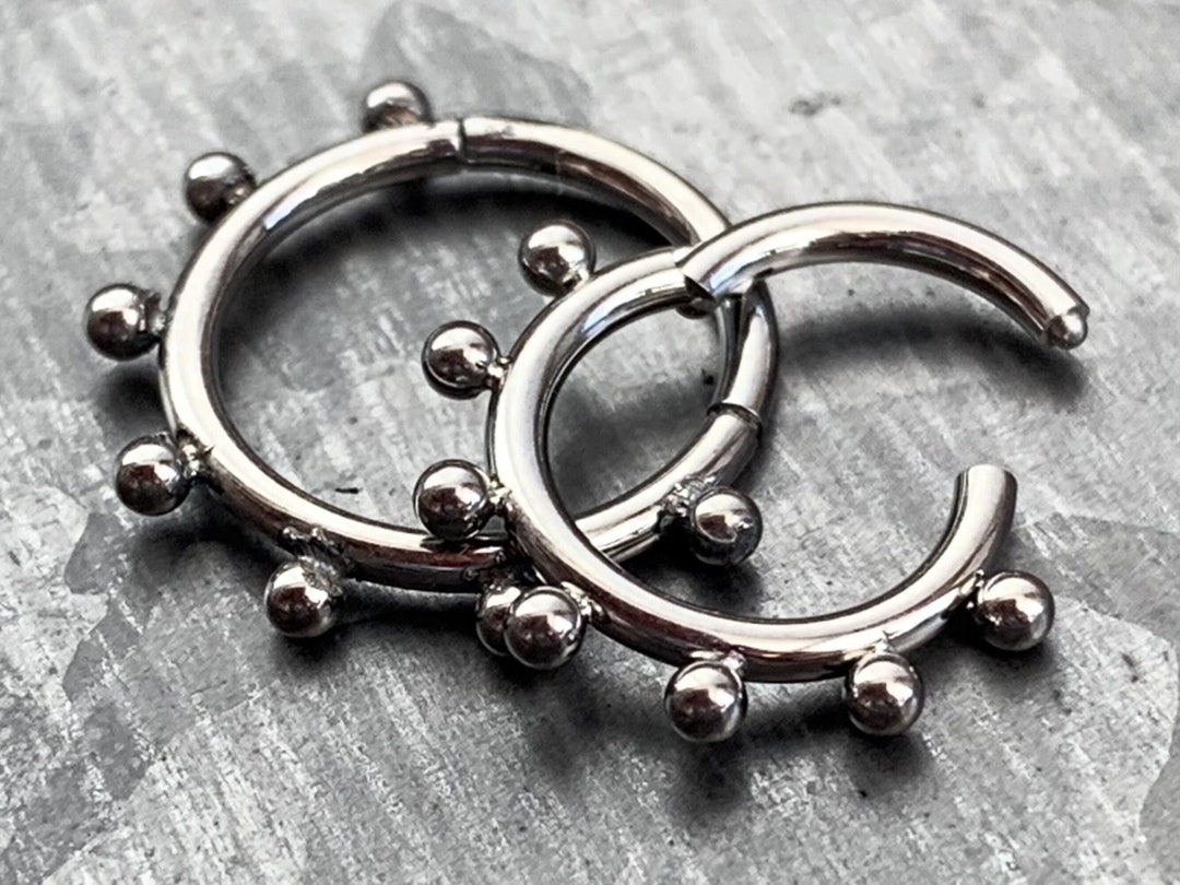 1 Piece Stunning Solid Implant Grade Titanium Eight Beads Hinged ...