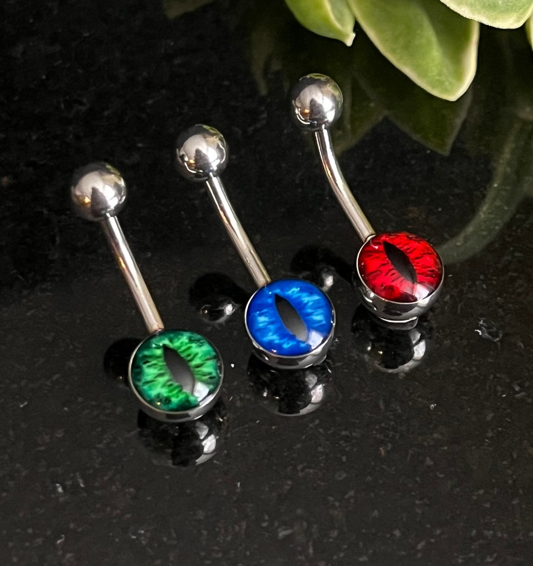 1 Piece Unsual Snake Eye Logo Navel / Naval Eye Ball Belly Ring - 14g ...