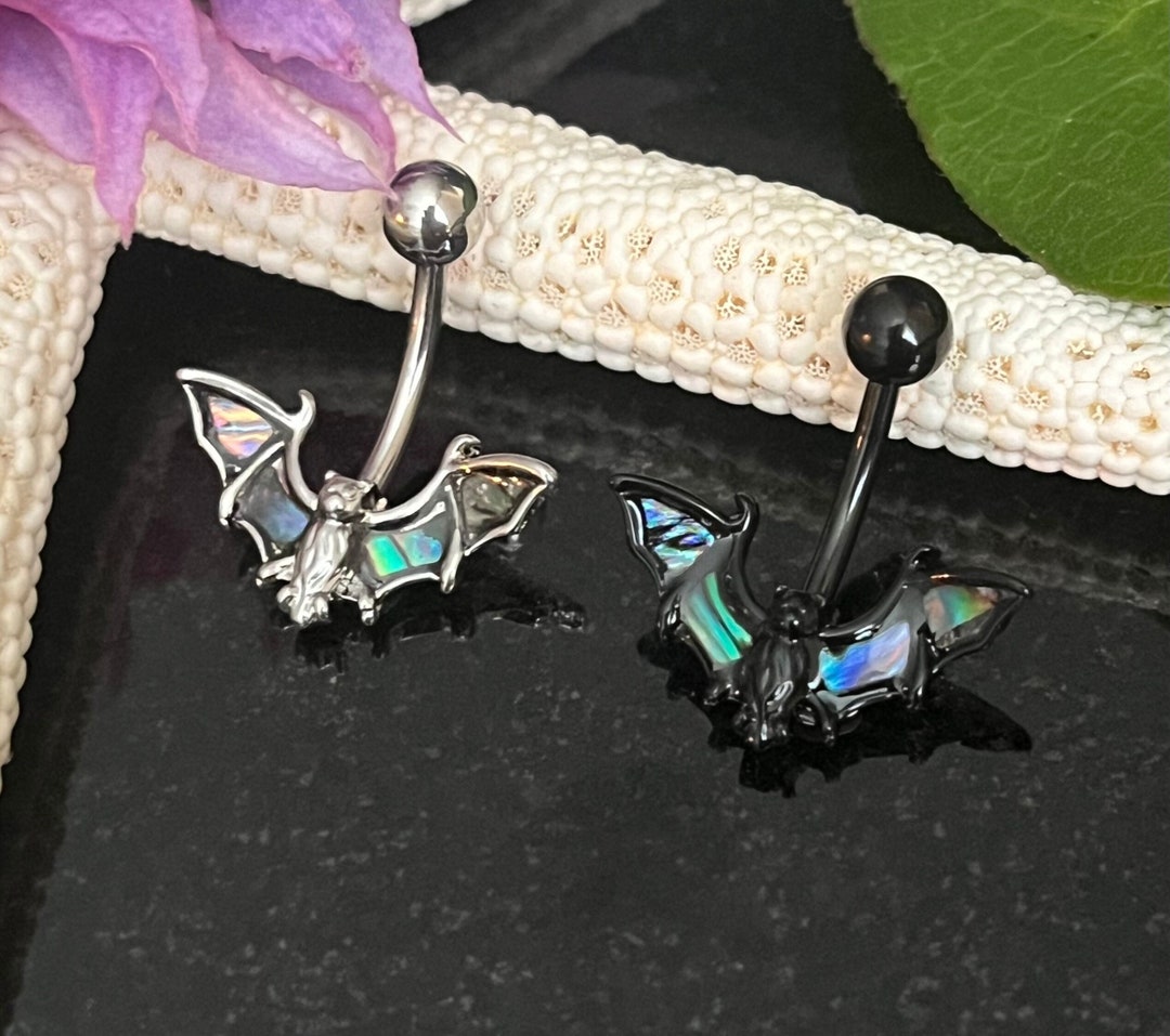 1 Piece Unique Abalone Shell Bat Navel / Naval Belly Button Ring - 14g ...