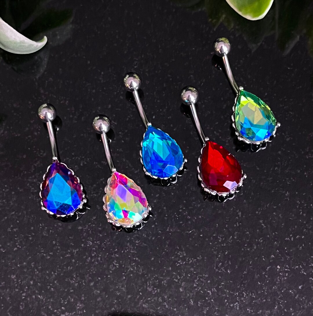 1 Piece Stunning AB Effect Tear Drop Gem With Heart Filigree Back Steel ...