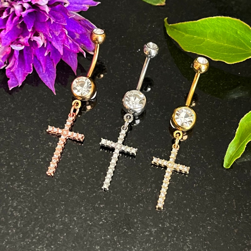 Cross Navel Ring - Etsy