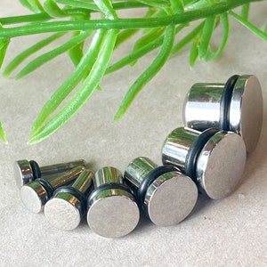 PAIR of Stunning Implant Grade Titanium Bullet Flat Head Plugs With O ...